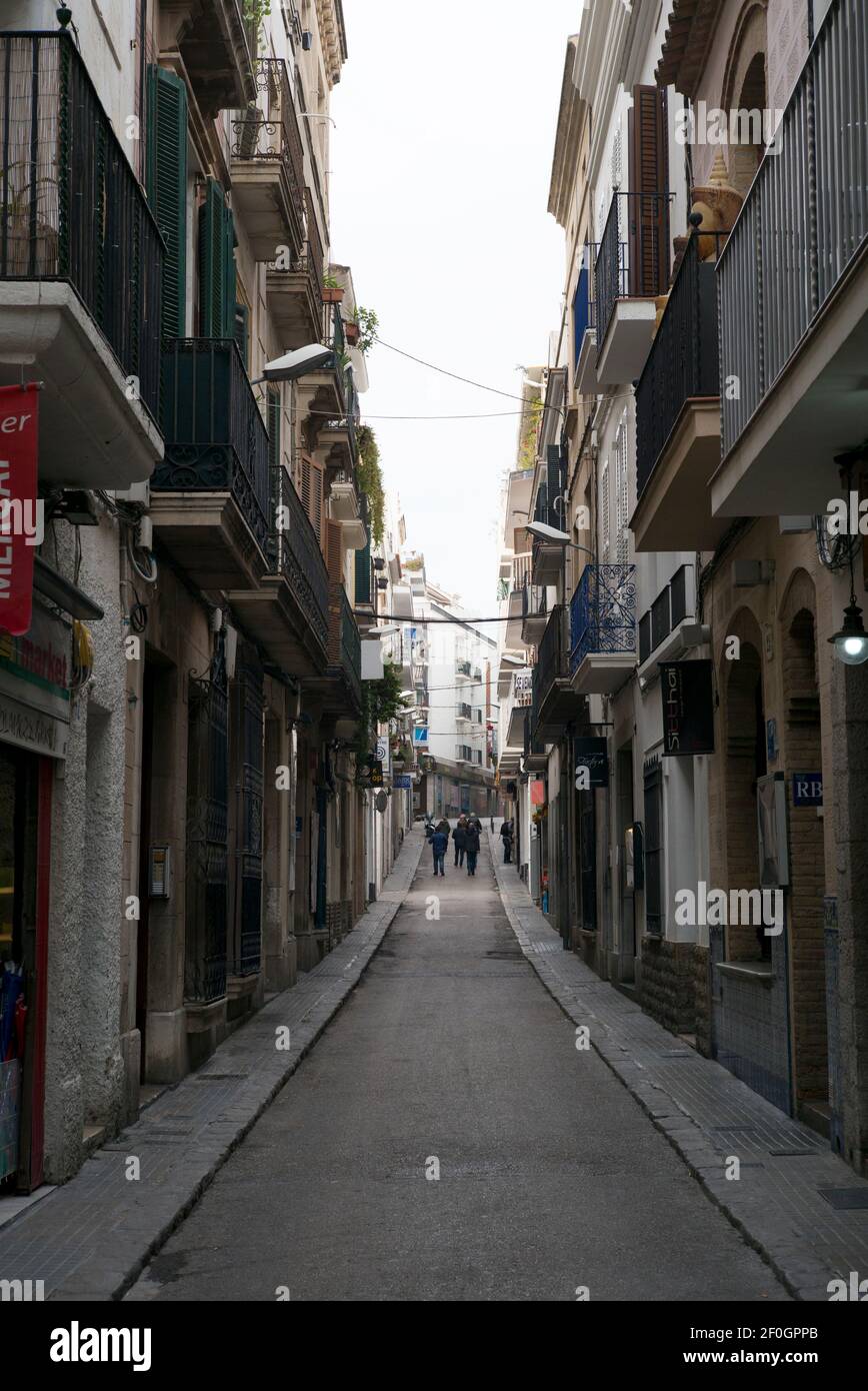 Beautiful alley and European buildings in Sitges Spain Stock Photo - Alamy