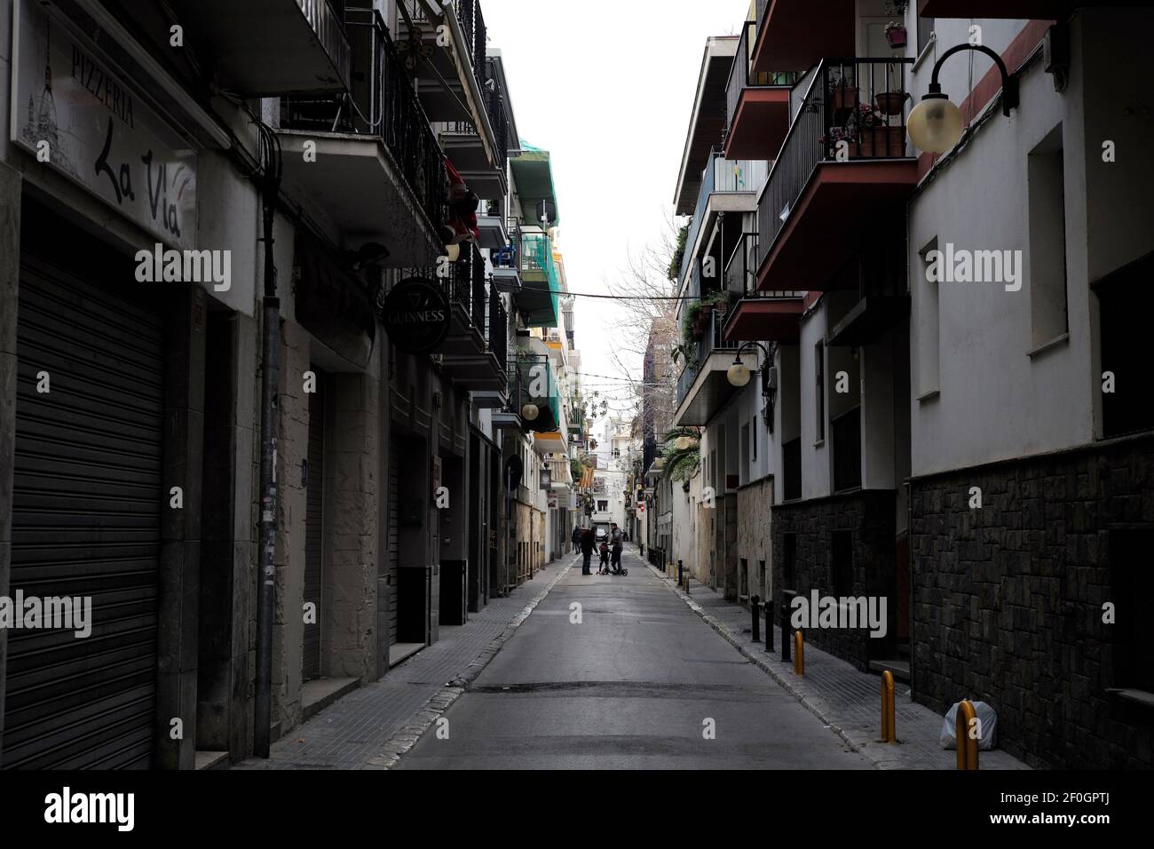Quiet alley and European buildings in Sitges Spain Stock Photo - Alamy