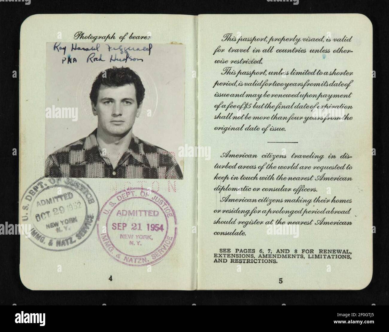 10 November 2010 - New York, NY - A passport issued to Roy Harold ...