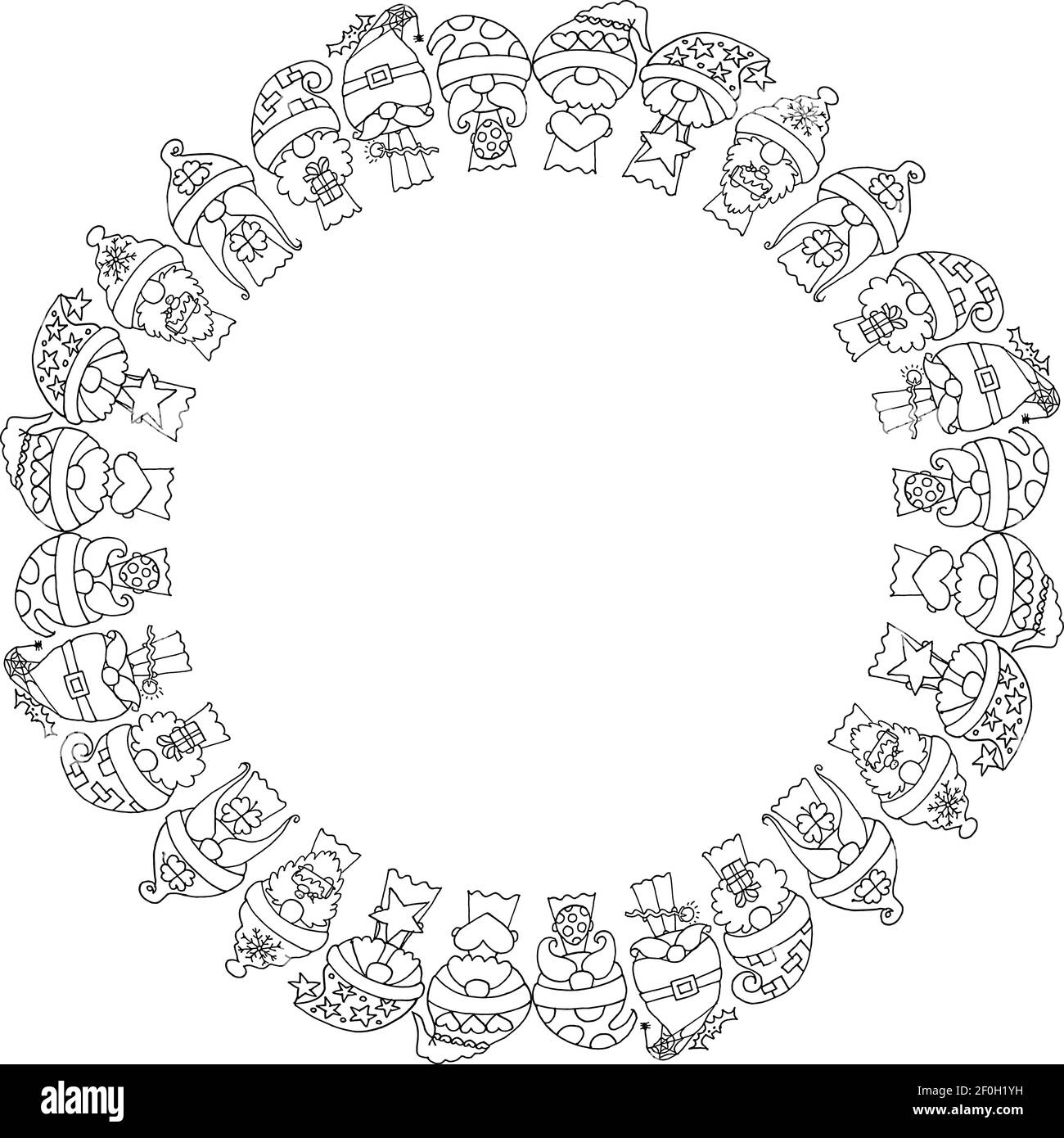 vector drawing Santa Claus border circle frame Stock Vector Image & Art ...