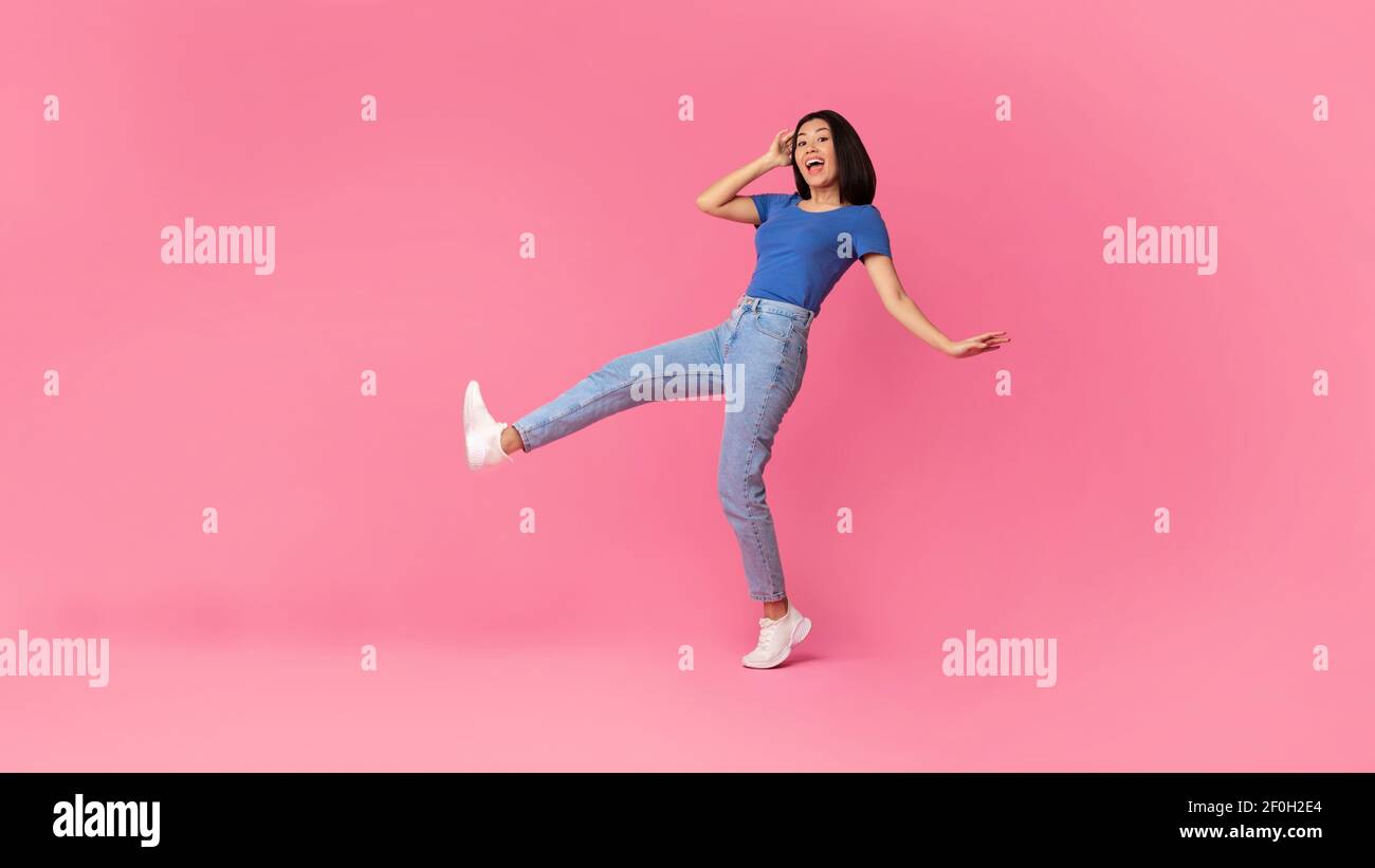 Lady jumping wall hi-res stock photography and images - Alamy