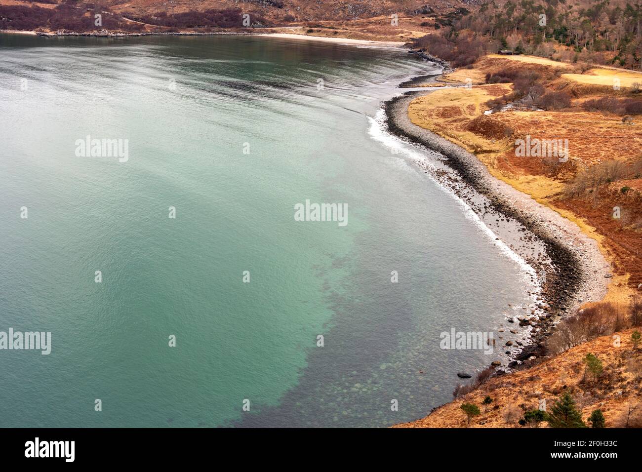 GRUINARD BAY WESTER ROSS HIGHLAND SCOTLAND SAND AND PEBBLE BEACH CLEAR ...
