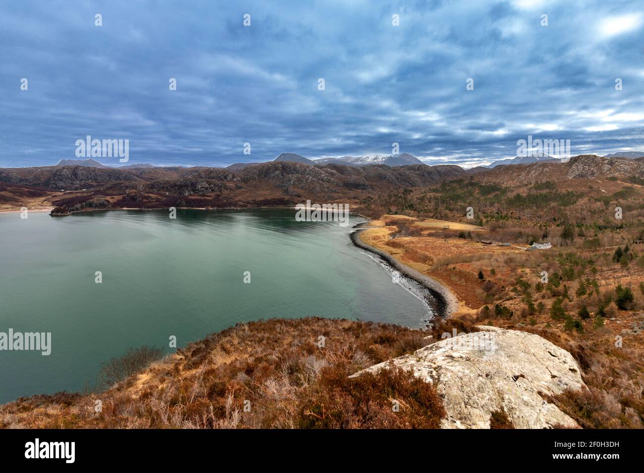 GRUINARD BAY WESTER ROSS SCOTLAND A CLEAR GREEN SEA OVER SAND AT HIGH ...
