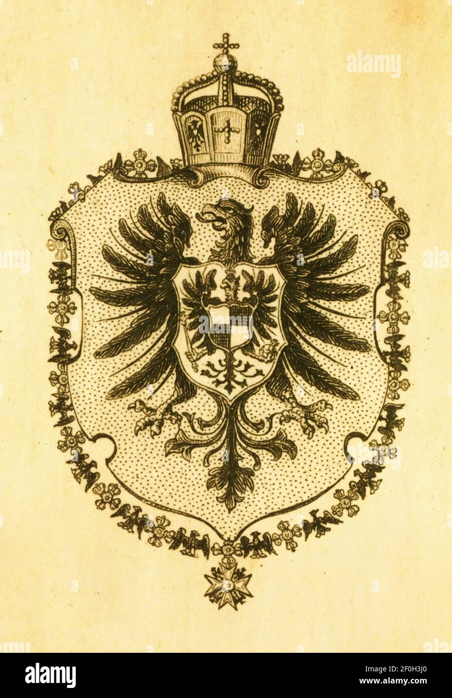 Antique illustration of coat of arms of German reich. Published in ...