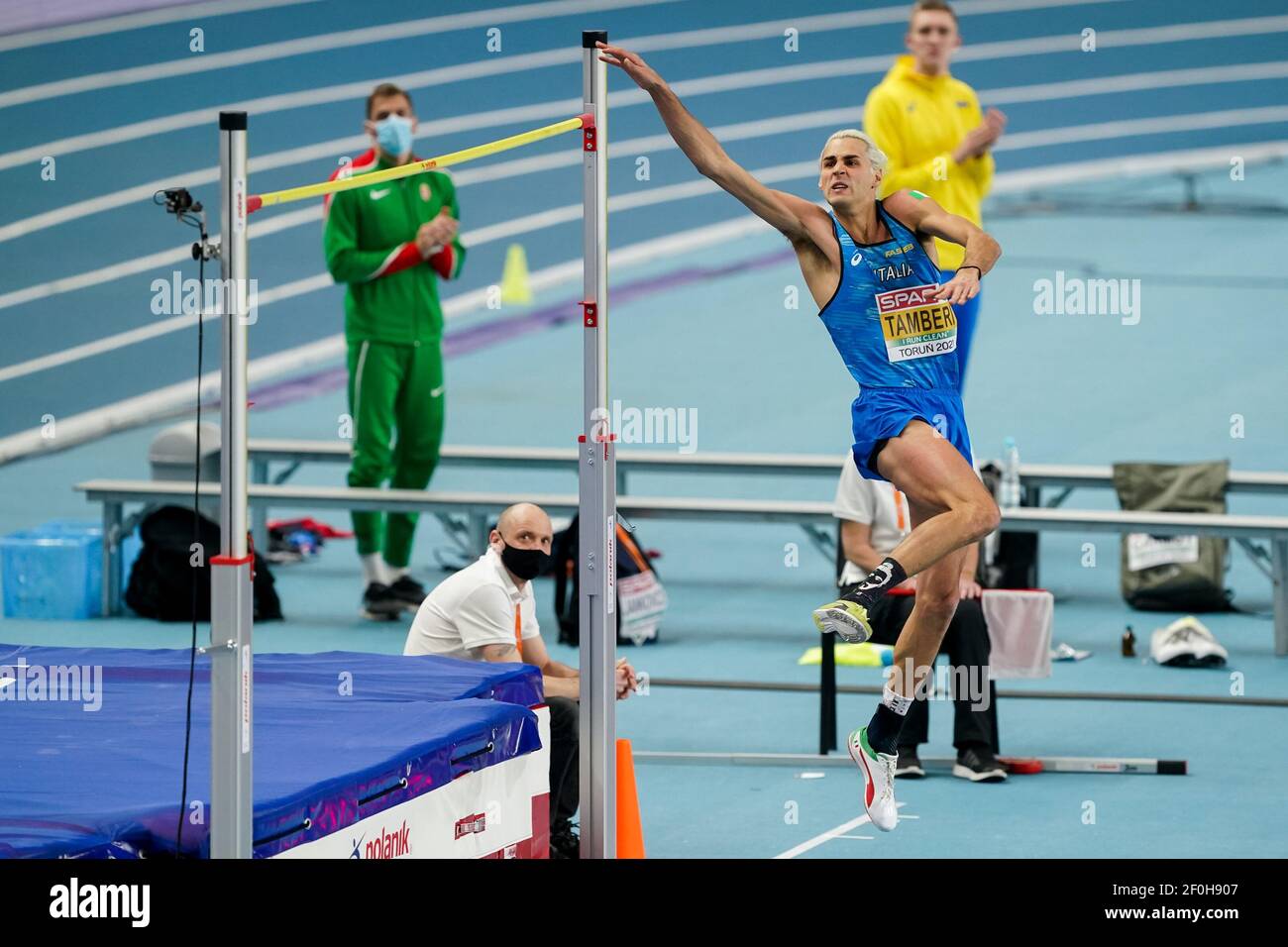 TORUN, POLAND - MARCH 7: Gianmarco Tamberi of Italy competing in the ...