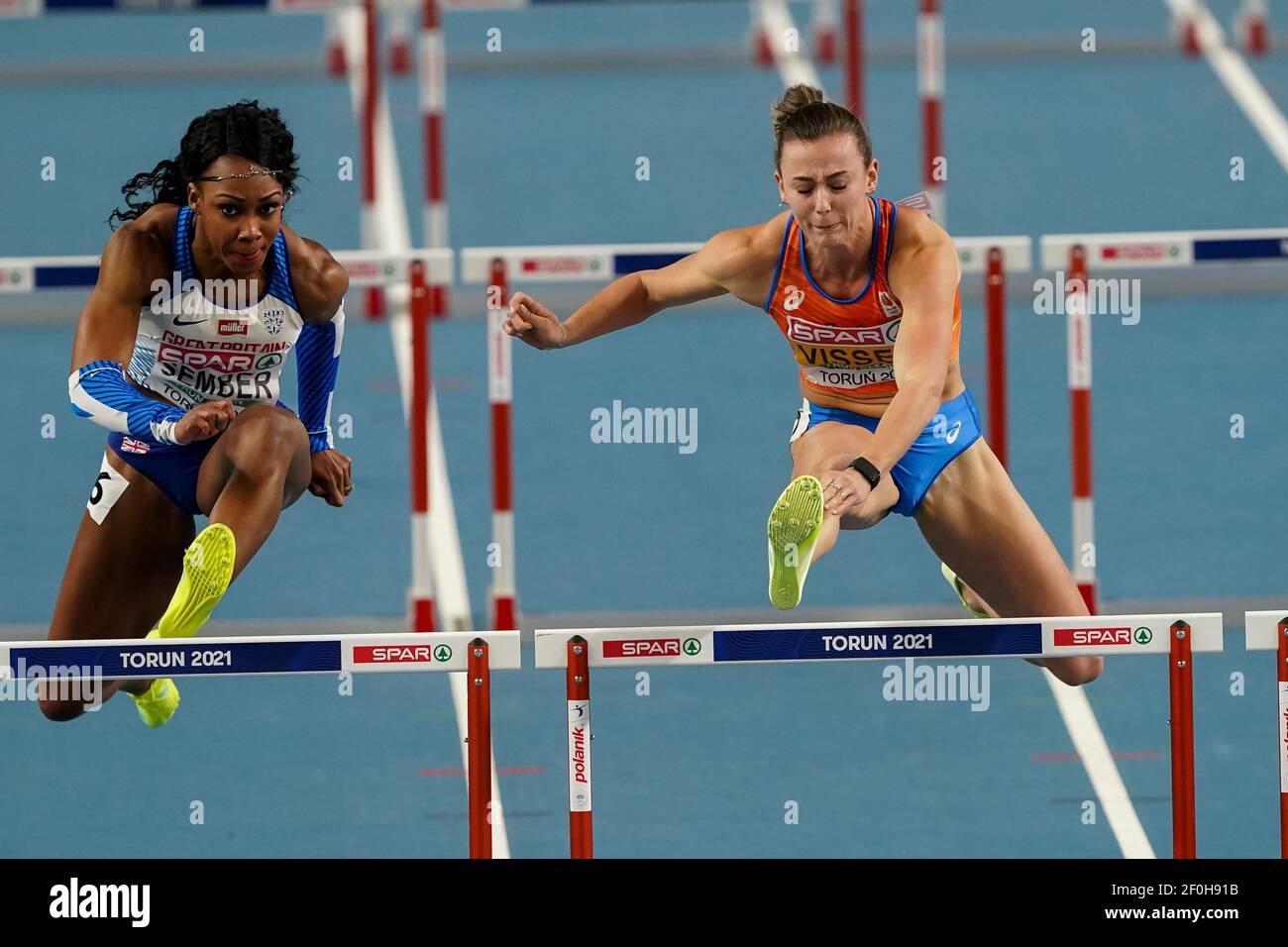 TORUN, POLAND - MARCH 7: Cynthia Sember of Great Britain and Nadine ...