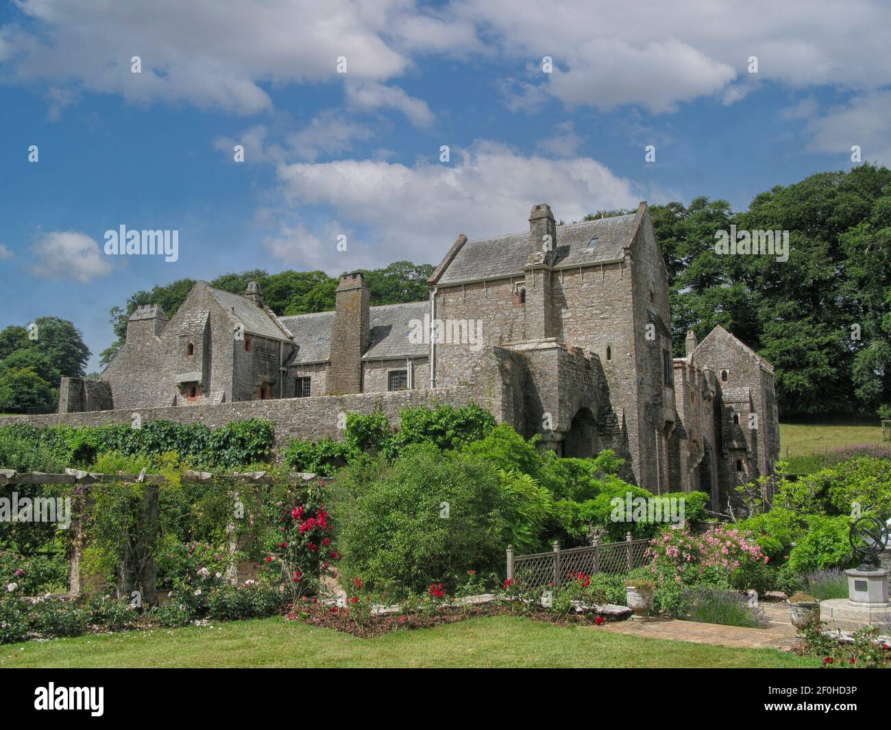 Medieval Compton Castle in Devon, England. Used as a location to film ...