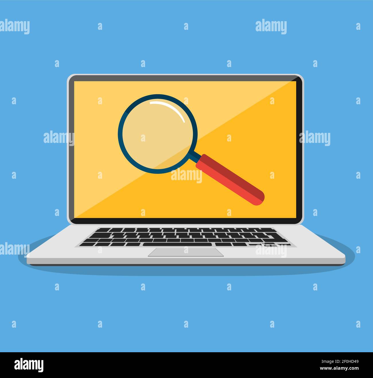 Laptop with magnifying glass on screen Stock Vector Image & Art - Alamy