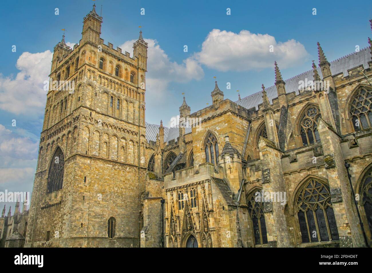 Overview of the Cathedral of St. Peter in Exeter,England Stock Photo ...