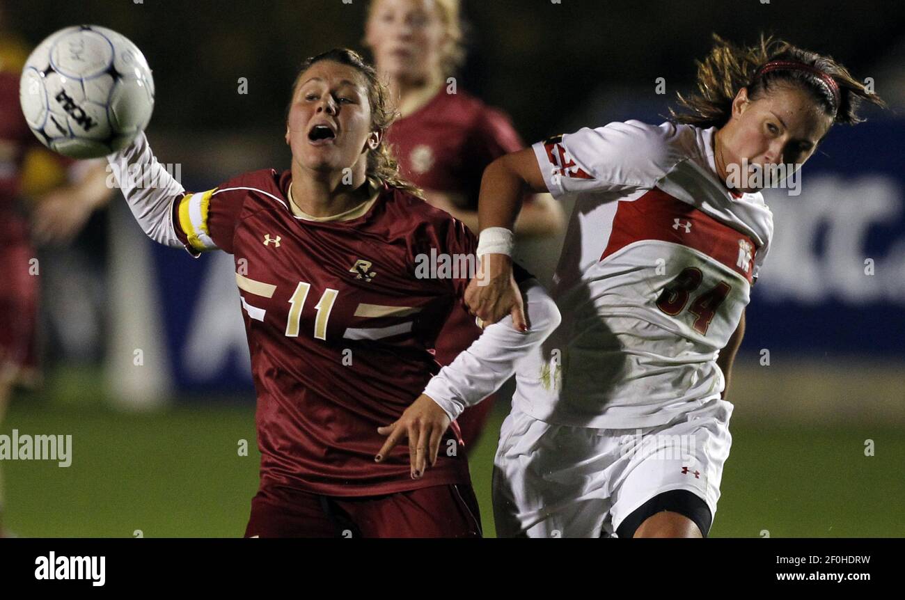 Boston College's Hannah Cerrone (11) controls the ball as Maryland's ...