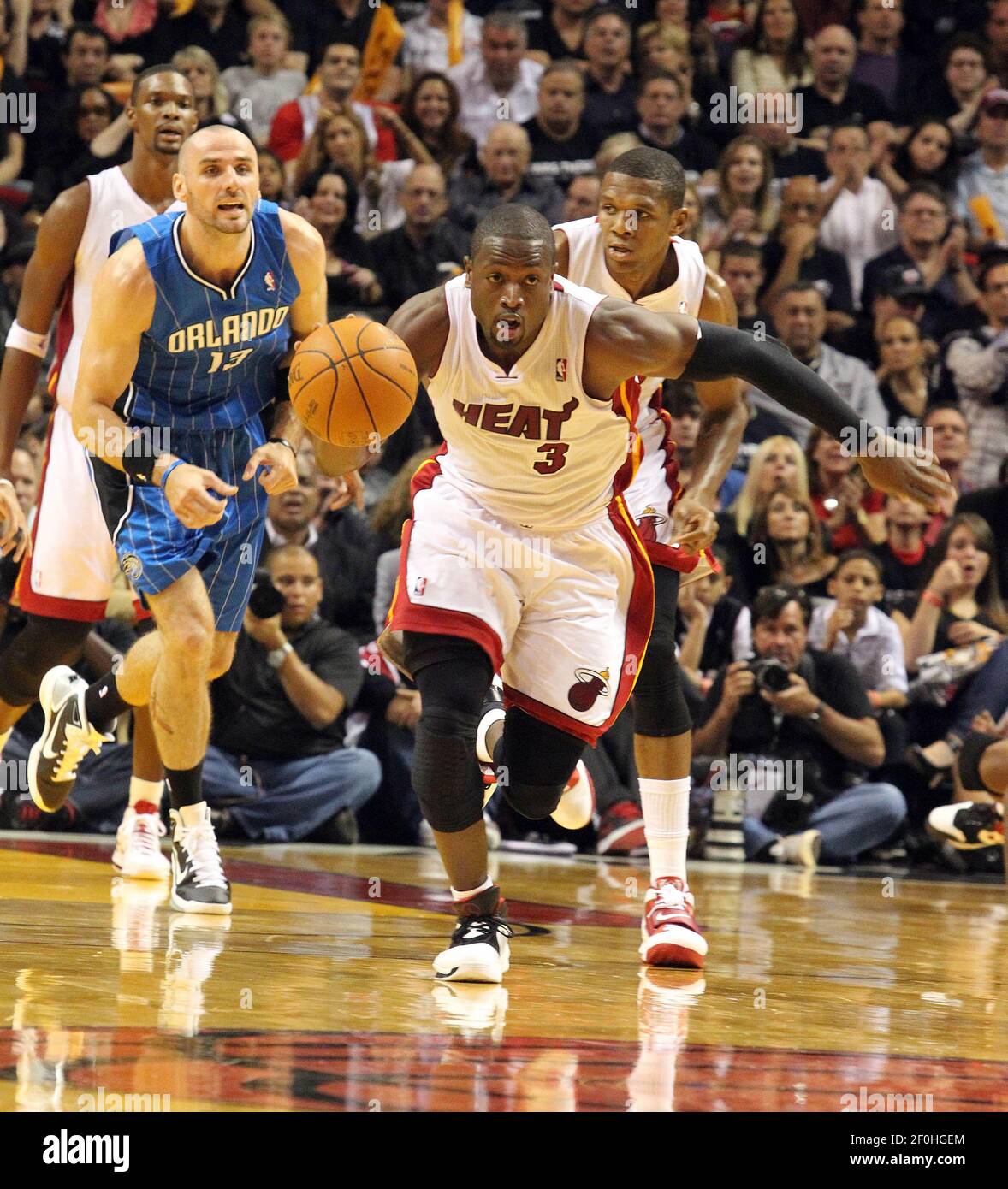 The Miami Heat's Dwyane Wade drives during the second period against ...