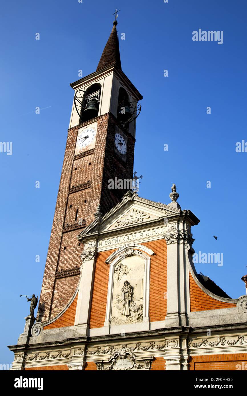 Rose window italy lombardy the mercallo closed brick tower tile Stock ...