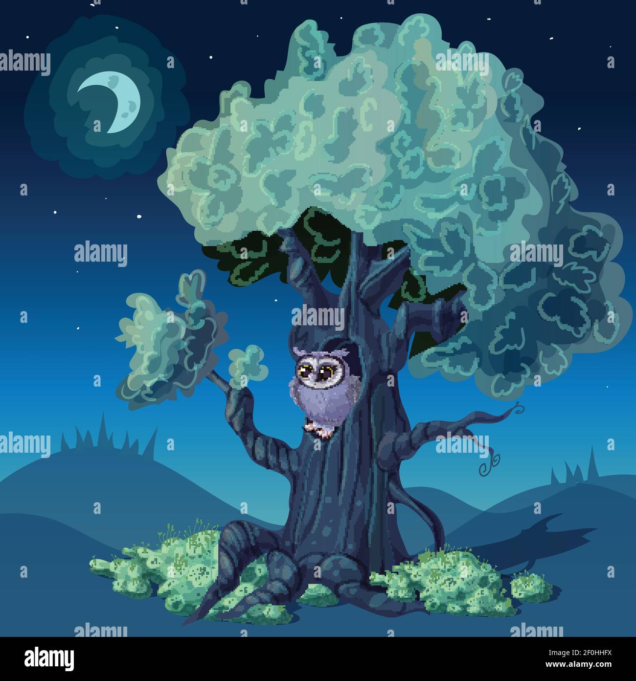 Hollow in oak tree Stock Vector Images - Alamy
