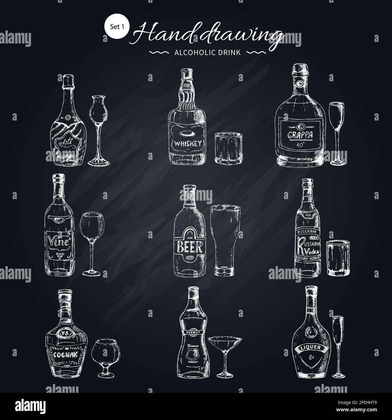 Liquor glasses and beer bottles Stock Vector Images - Alamy