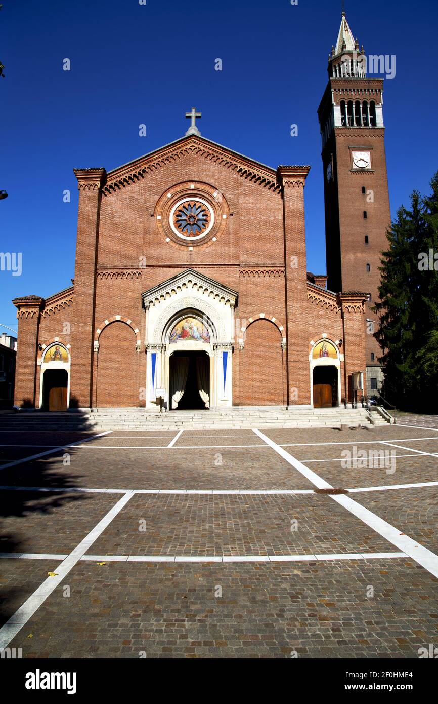 The castellanza primo old church closed brick tower sidewalk italy ...