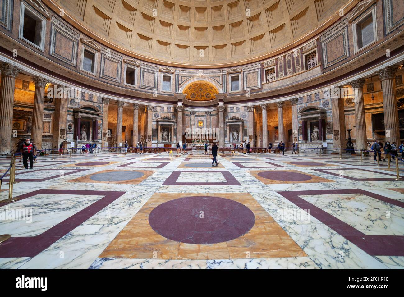 Pantheon church interior in Rome, Italy, Ancient Roman temple from 113 ...