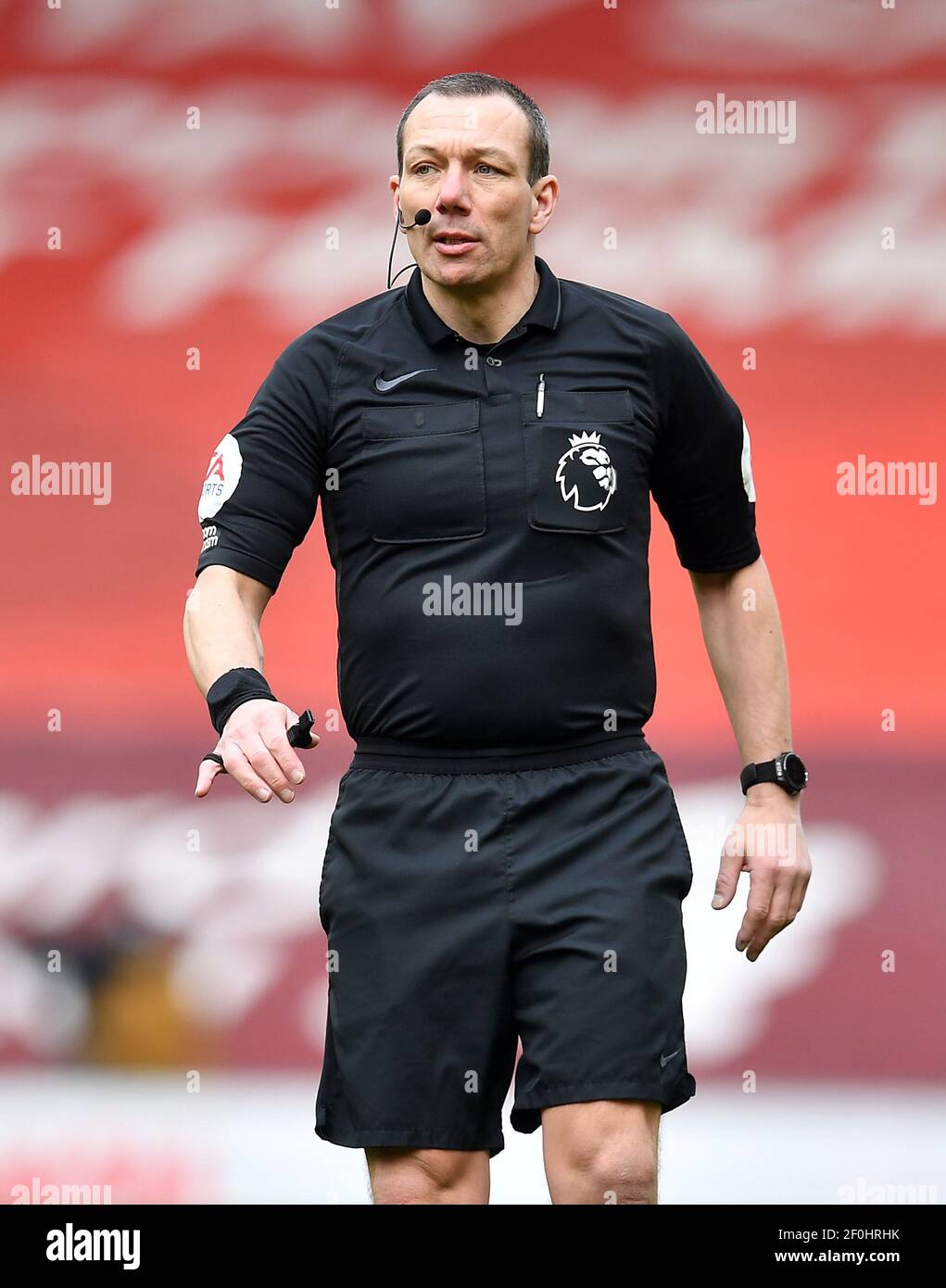 Referee Kevin Friend during the Premier League match at Anfield ...