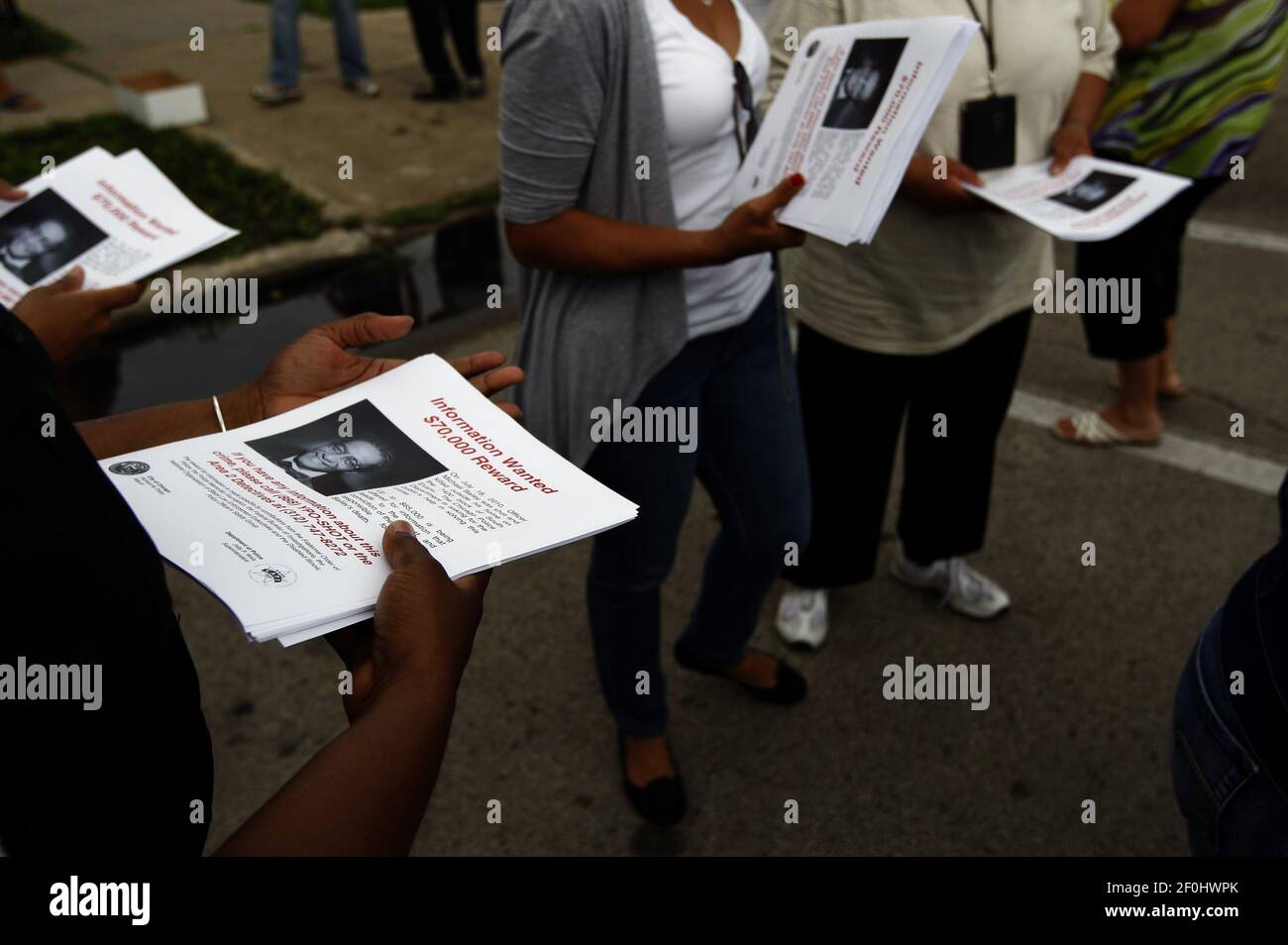 Flyers are assembled to be passed out in a Chicago, Illinois ...