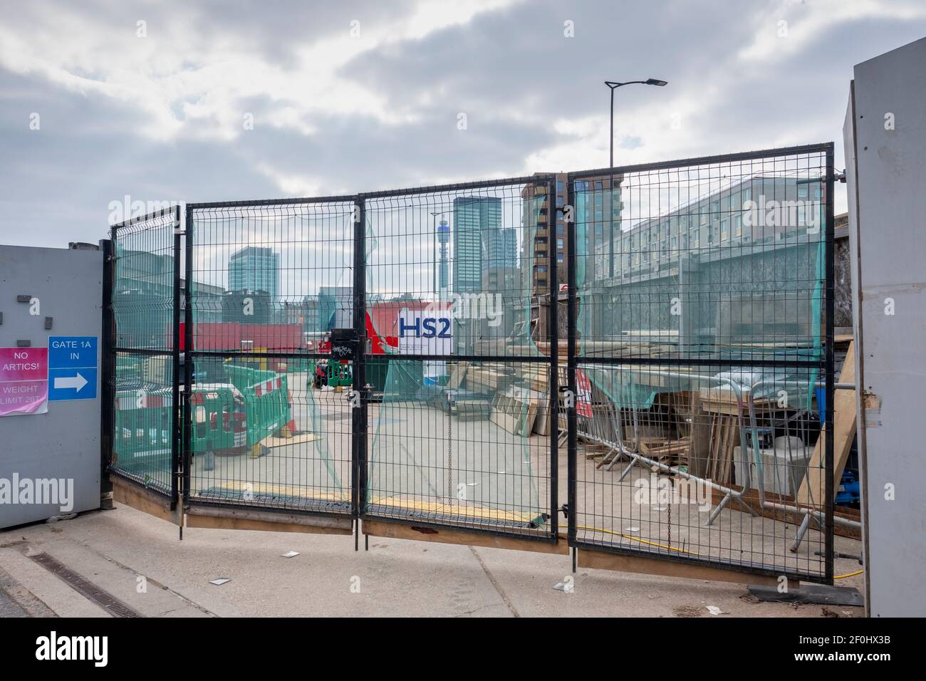 HS2, High Speed Two, construction along Hampstead Road between Euston ...