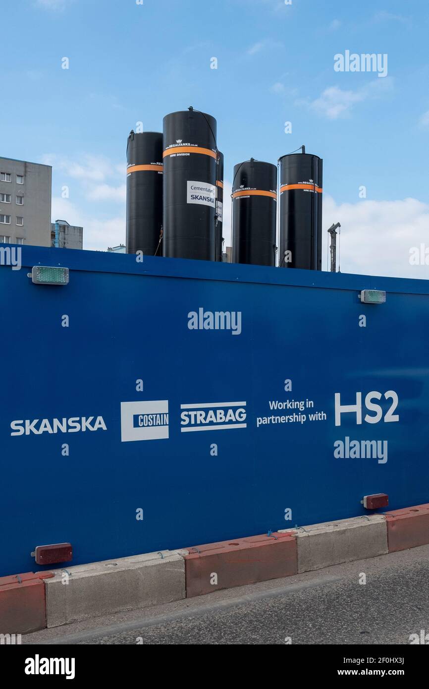 HS2, High Speed Two, construction along Hampstead Road between Euston ...
