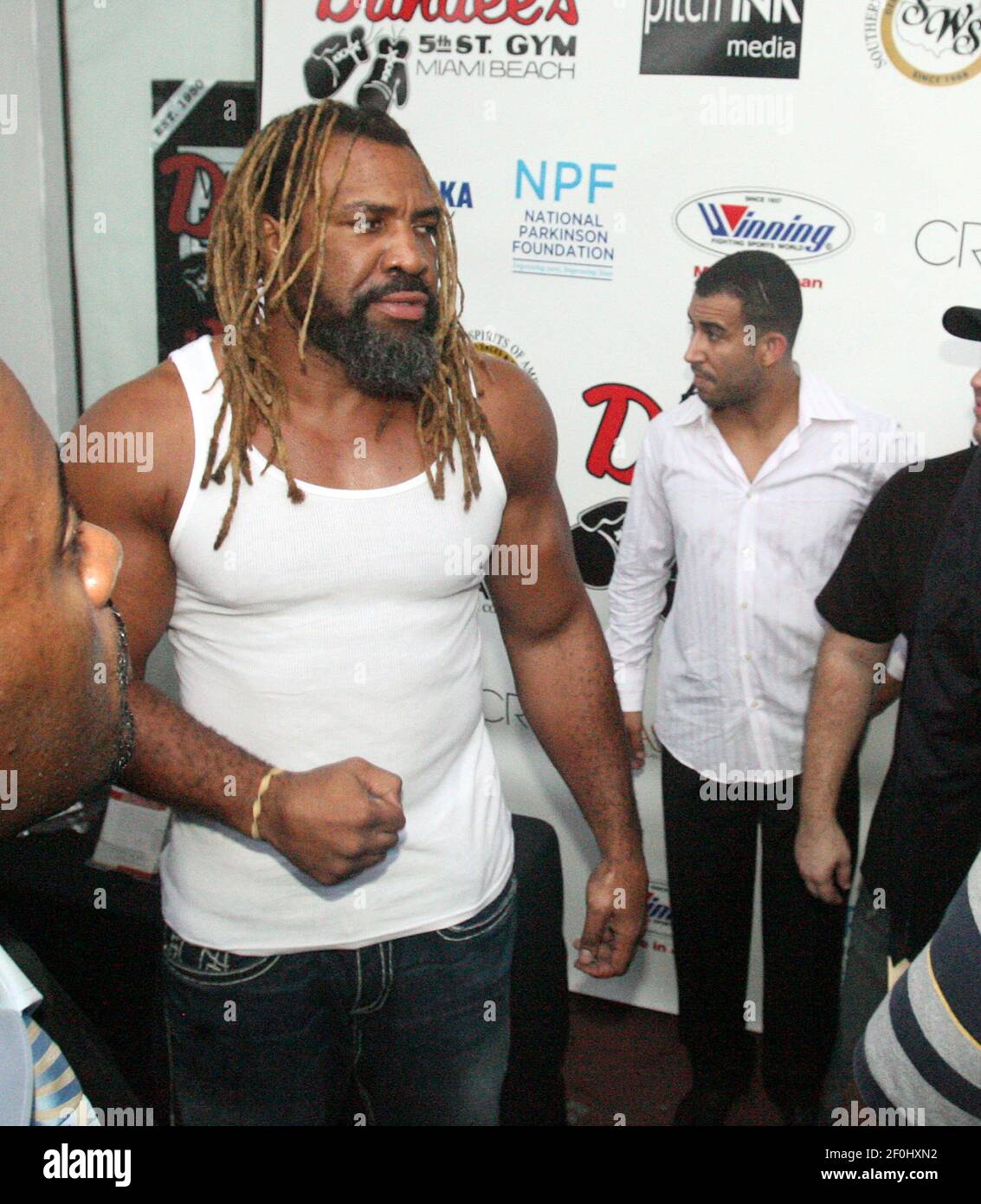 Heavyweight champion Shannon Briggs arrives for the reopening of the ...