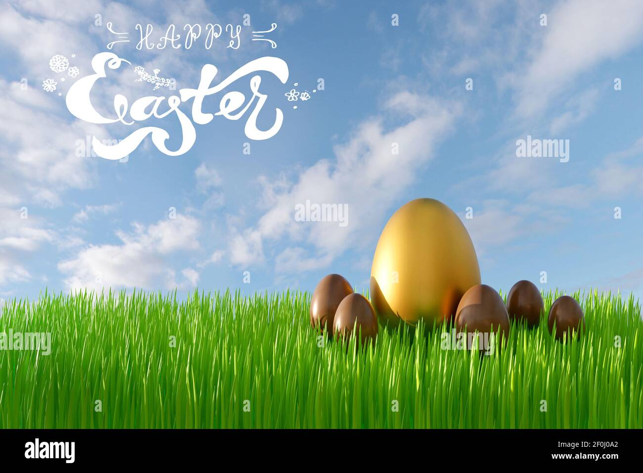 3D render Easter greeting card Stock Photo - Alamy