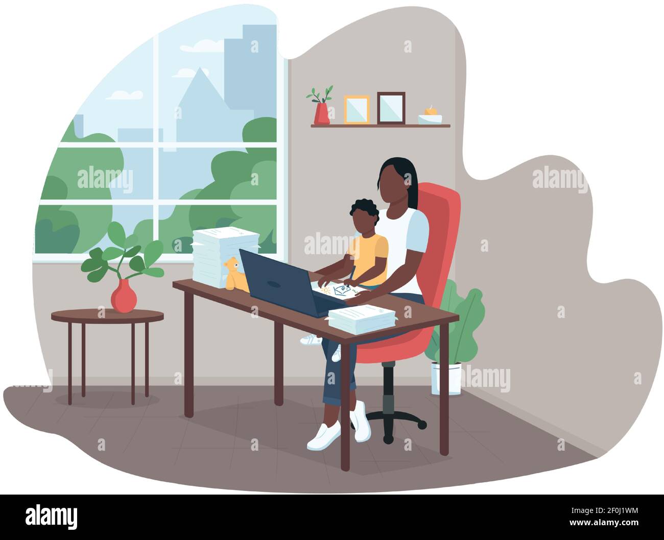 Working mother 2D vector web banner, poster Stock Vector Image & Art ...