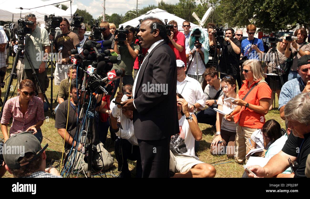 K.A. Paul talks to the media outside Dove World Outreach Center in ...