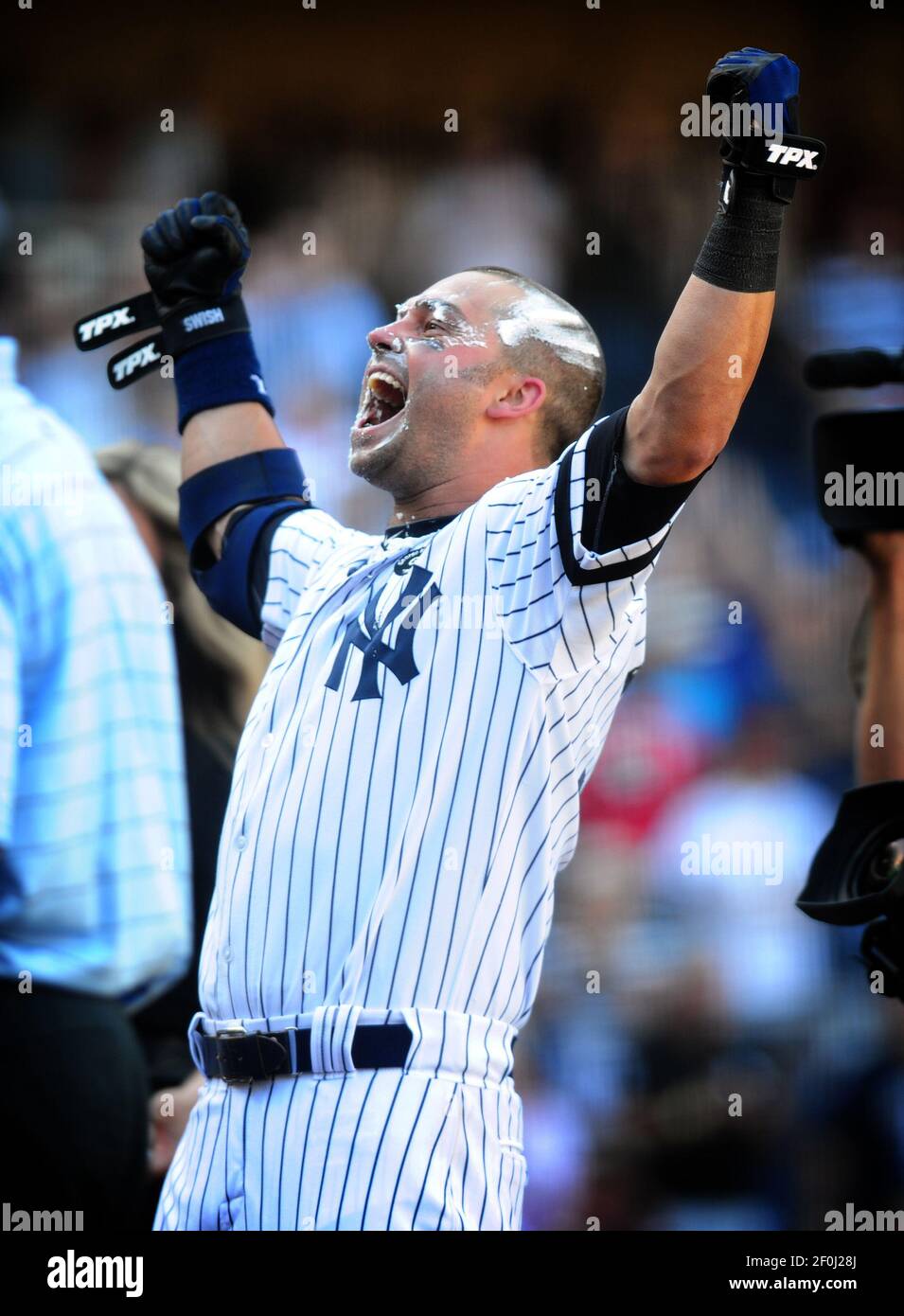 New York Yankees' Nick Swisher celebrates his walk-off homer to beat ...