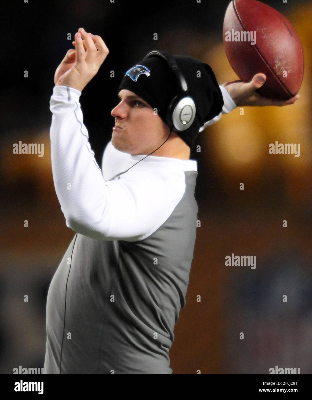 Carolina Panthers quarterback Jimmy Clausen during warmups at Heinz ...