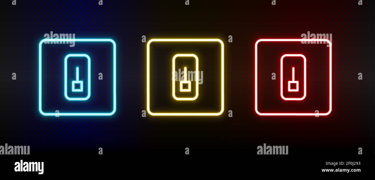 switch, switcher neon icon set. Set of red, blue, yellow neon vector ...