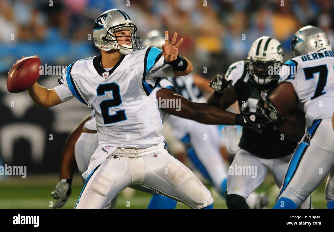 Carolina Panthers quarterback Jimmy Clausen (2) looks to pass toduring ...