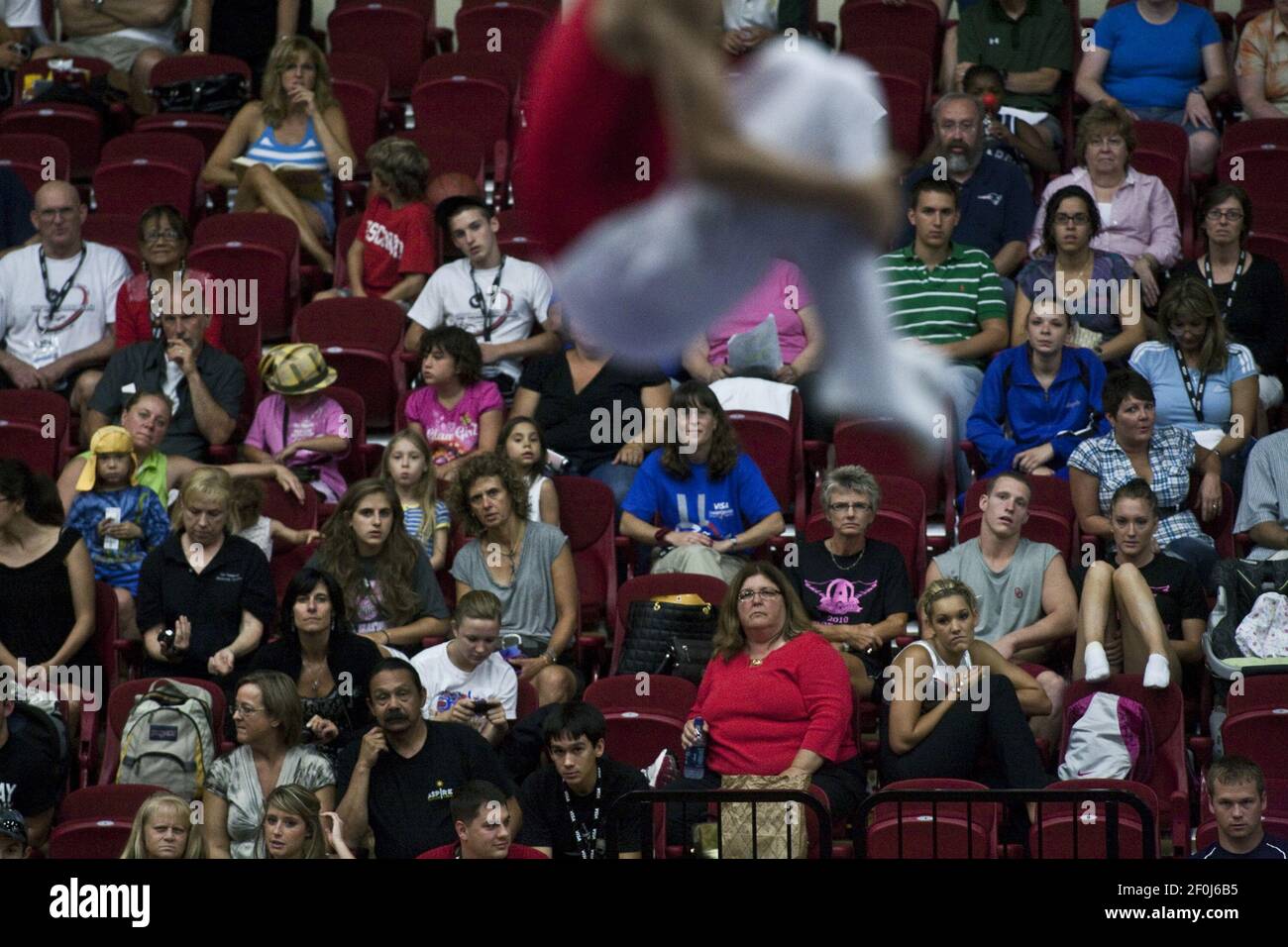 The crowd watches Tanner Page from Gymnastics East compete during the ...