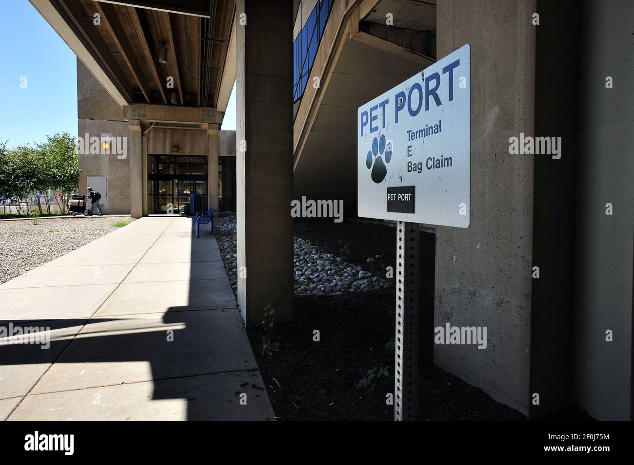The Pet Port signage at terminal E bag claim is seen at the ...