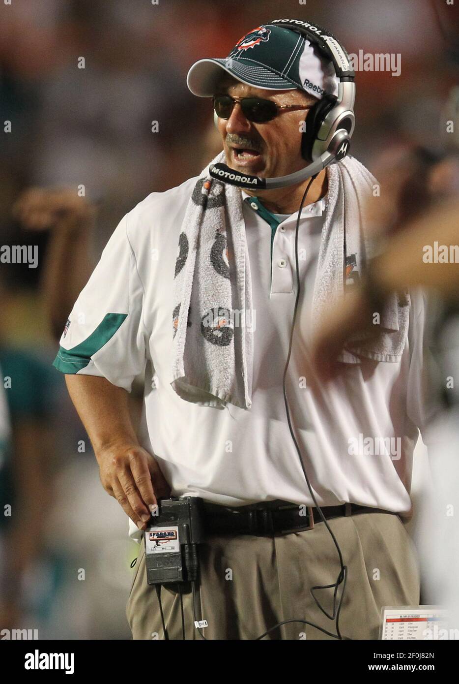 Miami Dolphins head coach Tony Sparano watches second-quarter action ...