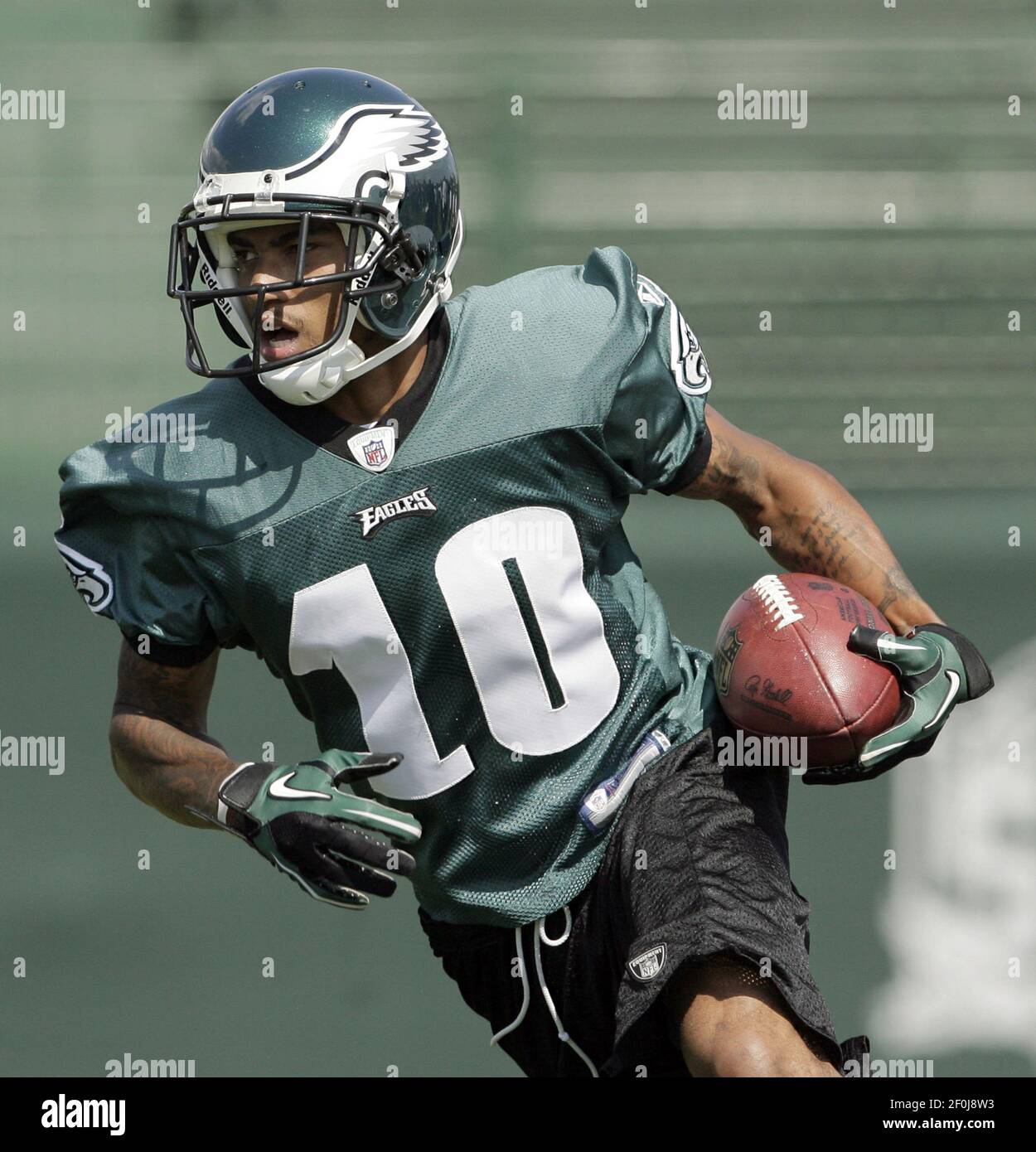 The Philadelphia Eagles' DeSean Jackson runs with the football during ...