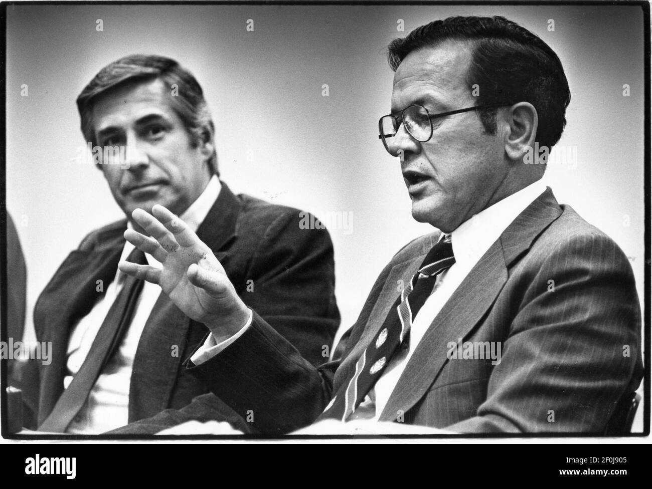 In this file photo from 1977, Alaska Sen. Ted Stevens, right, is shown ...