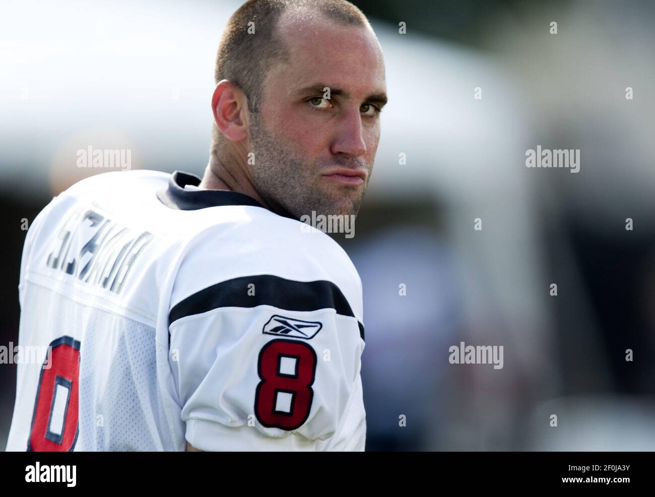 Quarterback Matt Schaub of the Houston Texans (8) walks off the field ...