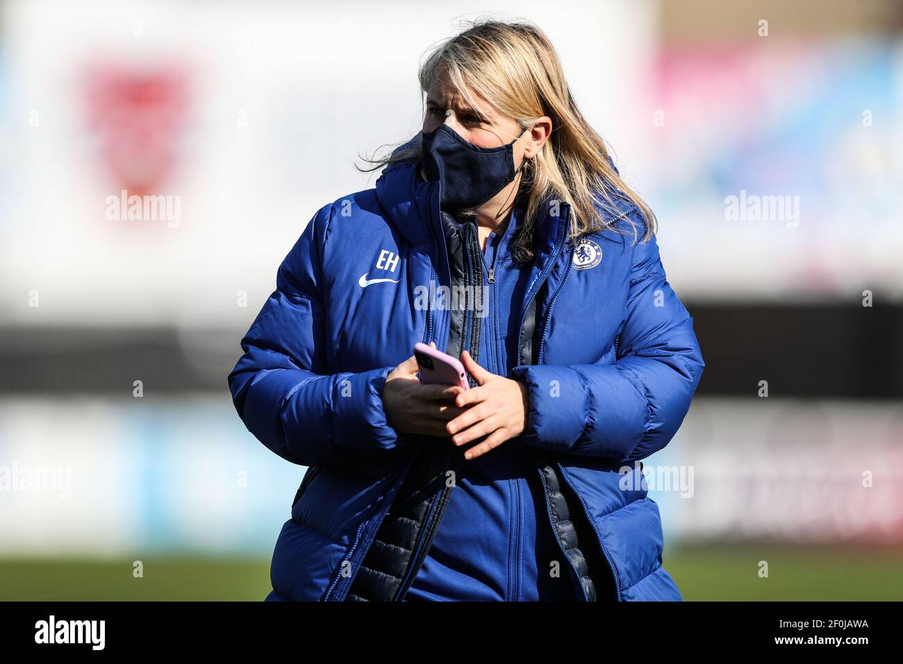 Chelsea manager Emma Hayes before the FA Women's Super League match at ...