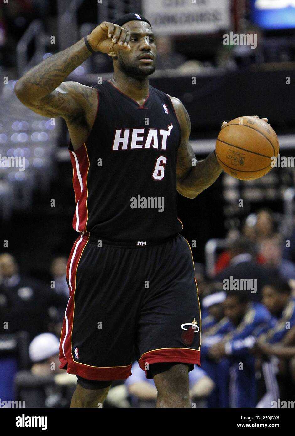 The Miami Heat's LeBron James surveys the floor during first-quarter ...