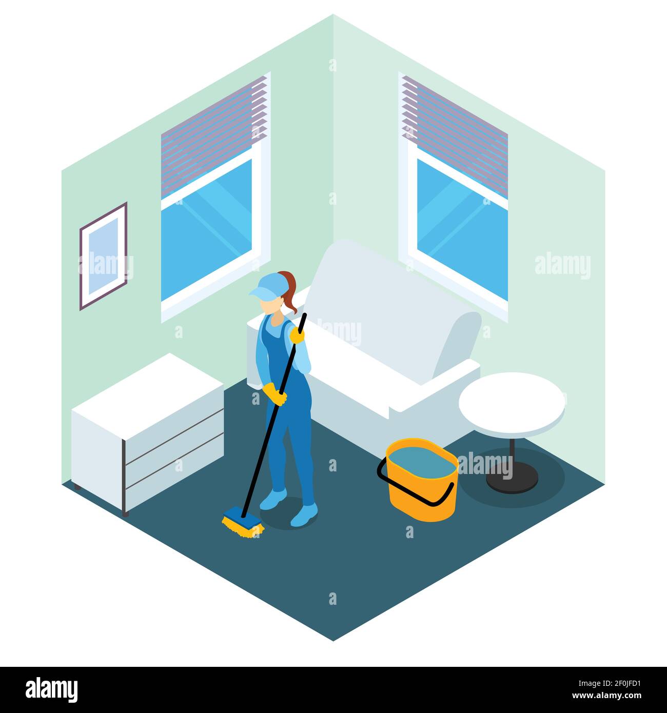 Woman cleaning home wall Stock Vector Images - Alamy