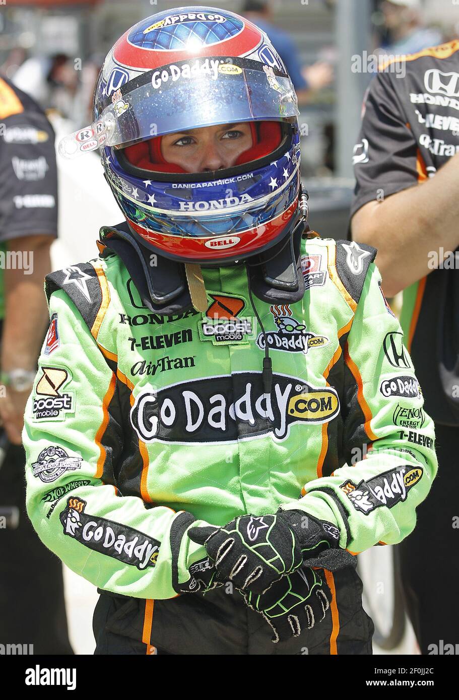 IndyCar driver Danica Patrick appears after practice for the IZOD ...