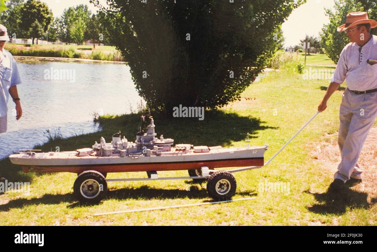 Ray Conley shows the model of the USS New Jersey he created from ...