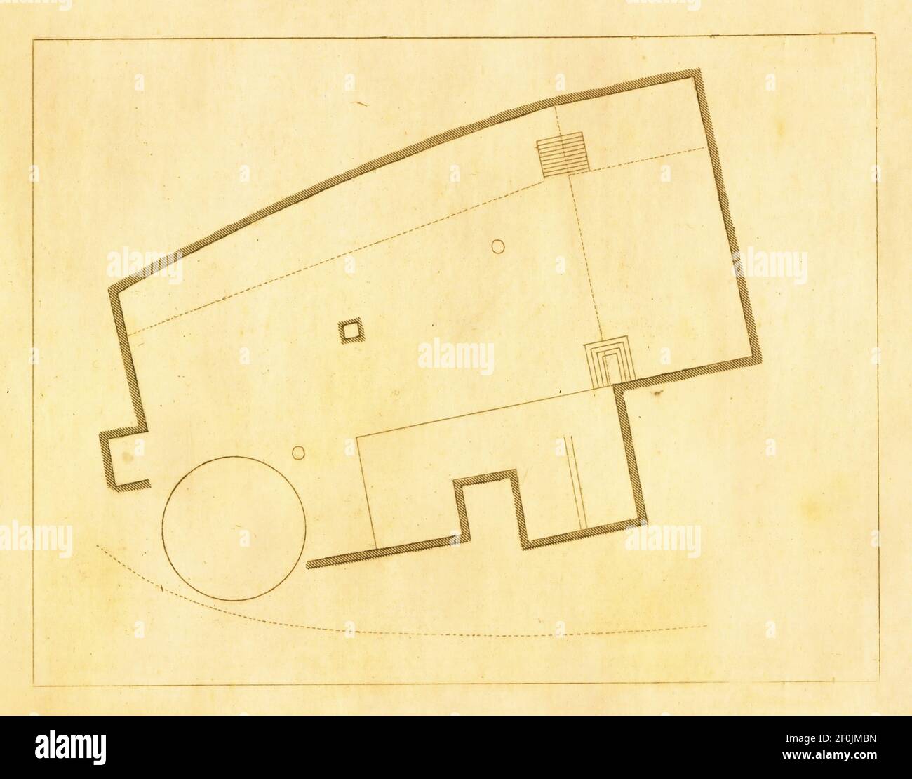 Antique engraving of a plan of a palace in Ithaca. Published in ...