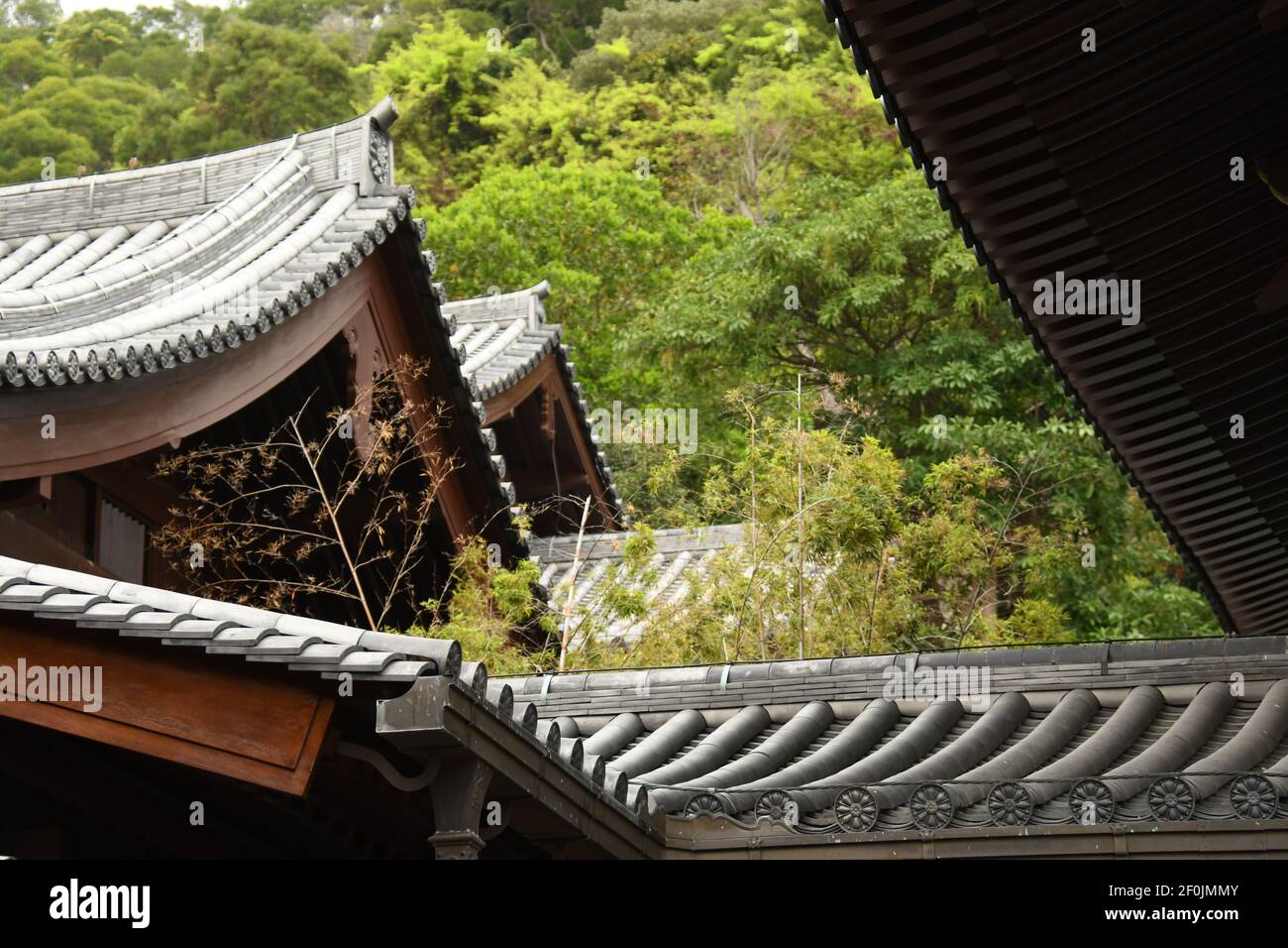 Detail of the roof of buildings inside Chi Lin nunnery in Hong Kong ...