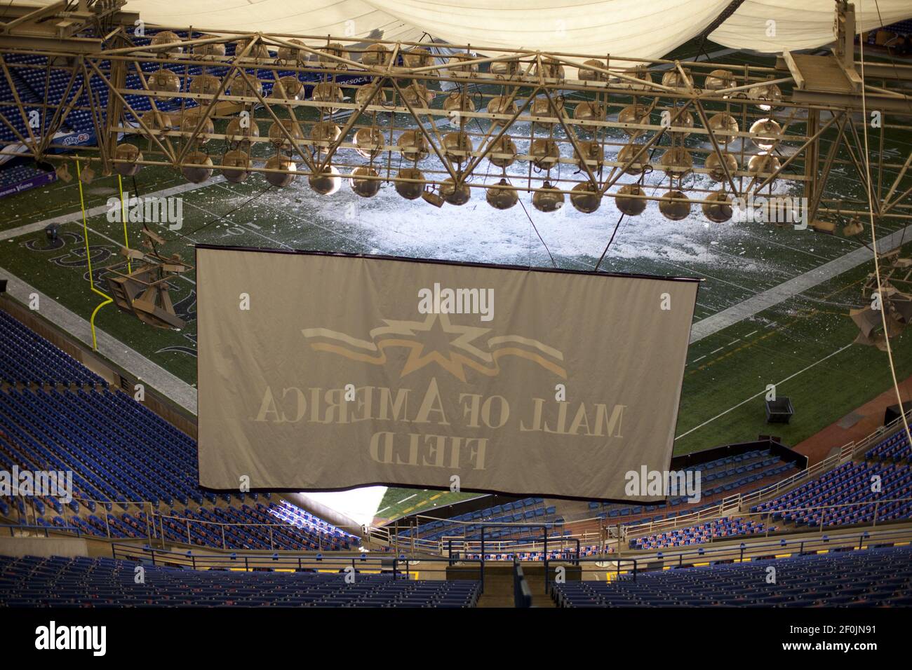 The Metrodome roof, seen on December 12, 2010, collapsed due to snow ...
