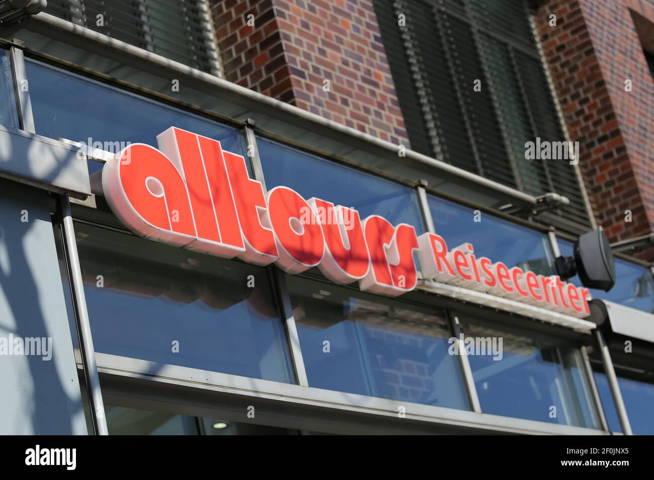 Duisburg, Germany - March 1. 2021: Closeup of alltours travel agency ...