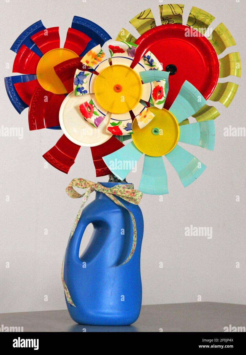 Leftover paper plates can be turned into a colorful bouqet as part of a ...