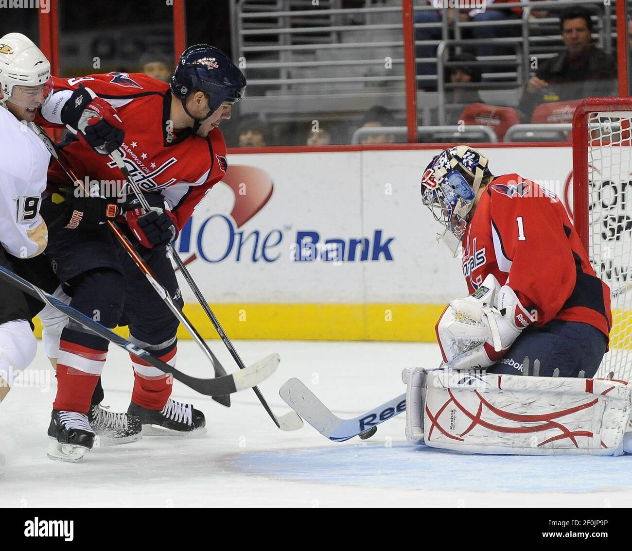 The Washington Capitals goalie Semyon Varlamov (1) makes a save as ...