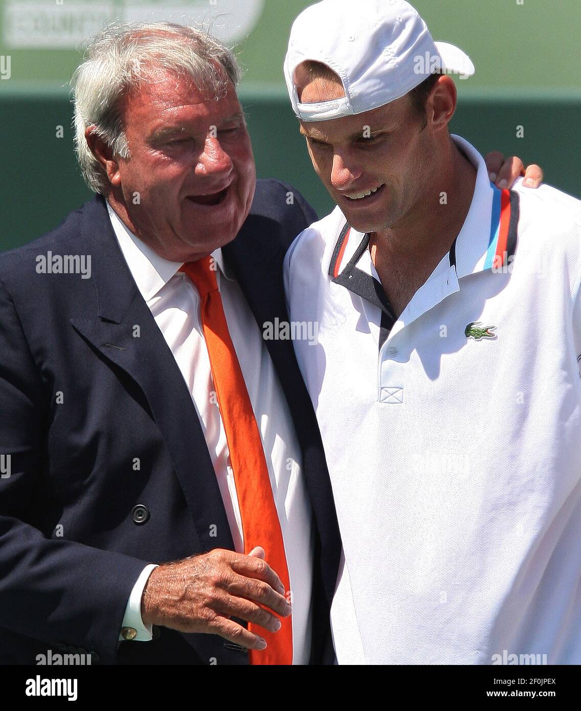 Sony Ericsson Open founder Butch Buchholz congratulates Andy Roddick of ...